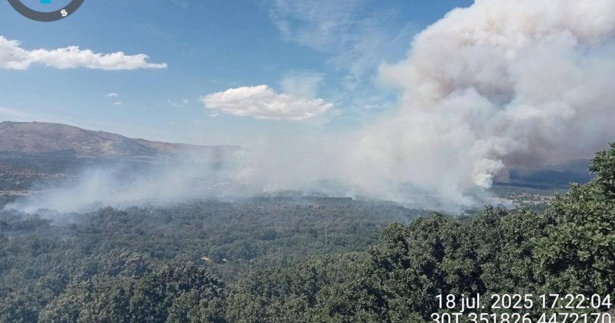 El fuego de Navaluenga (Ávila) provoca el desalojo de 25 viviendas